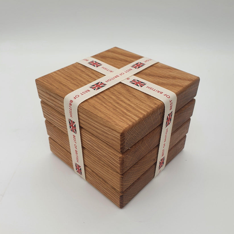 Square solid oak chunky coasters – The Brit Workshop